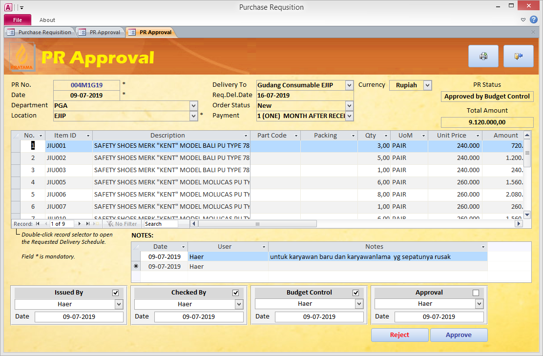Purchasing & Warehouse System - BimaSakti-IT.com